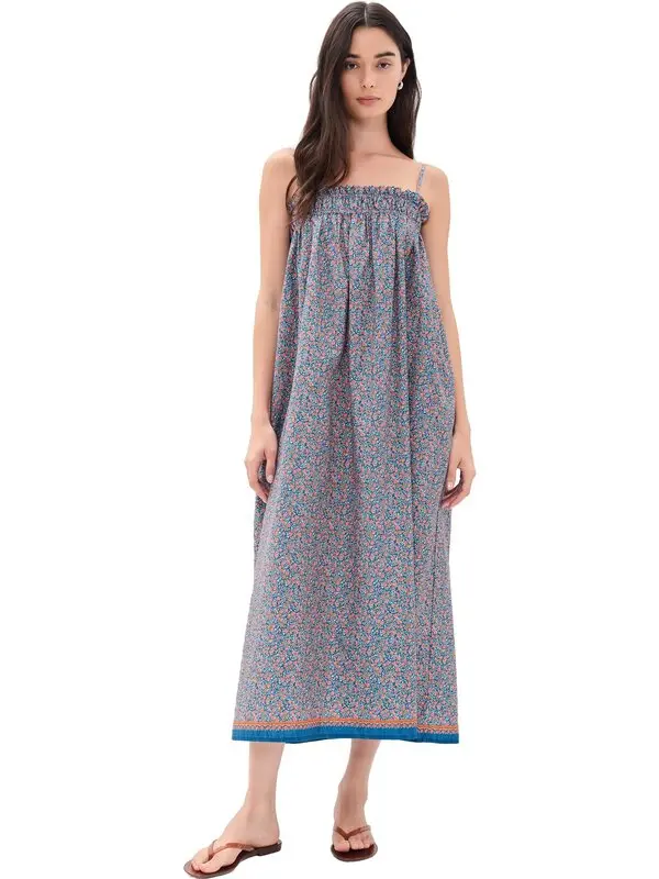 LA MAREGOLD Sammy Midi Dress - Blue Linen Bloom