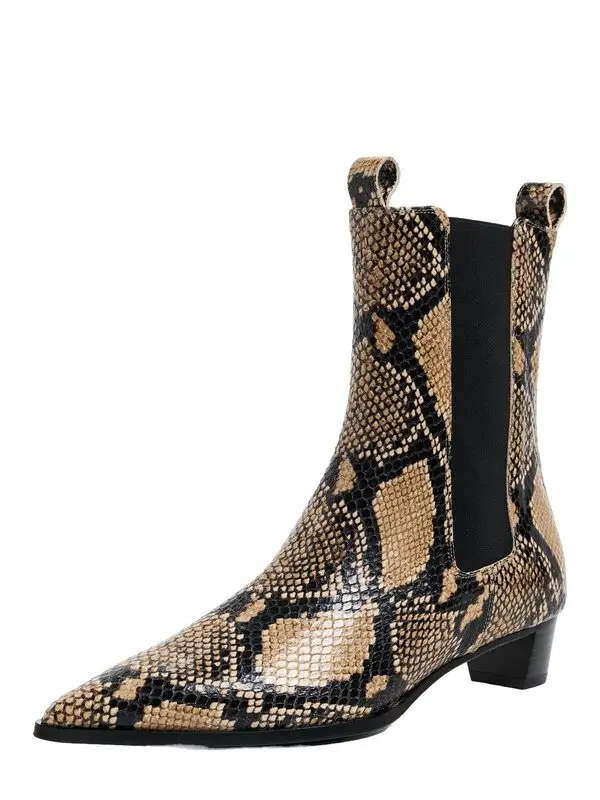 AeydĒ Kiki Snake Print Chelsea Boots - Hazelnut