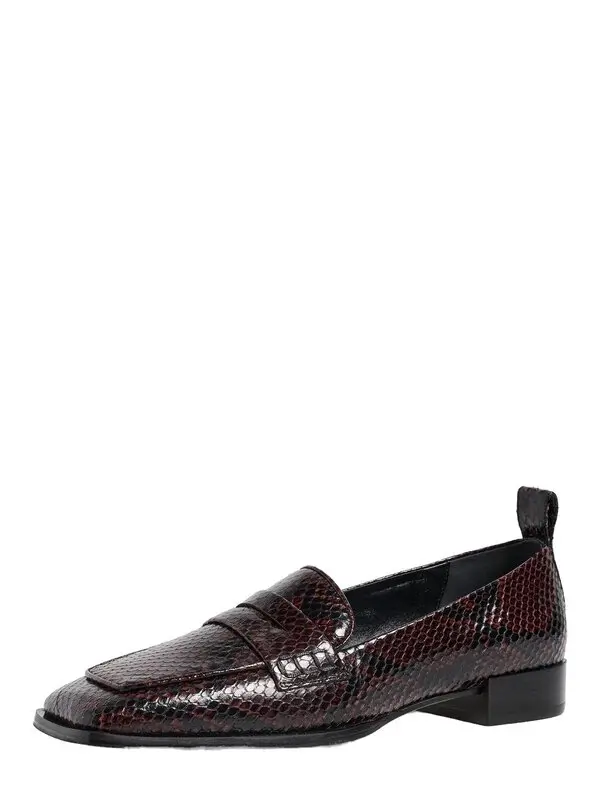 AeydĒ Blake Snake Print Leather Loafers - Port