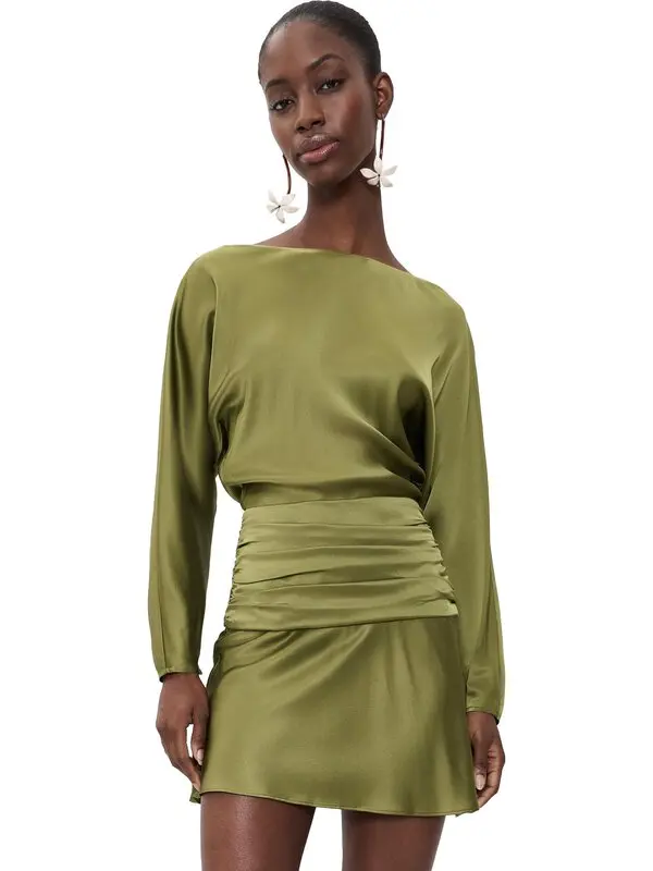 Staud Freda Silk Mini Dress - Pear