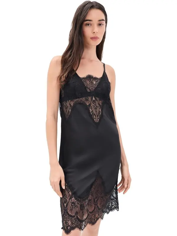 Norma Kamali Bias Slip Dress With Lace - Black