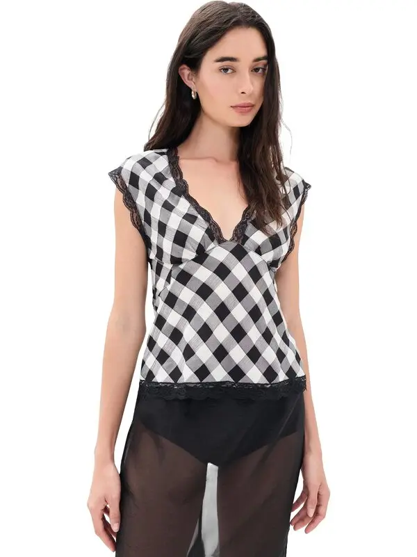 VRG GRL Flores Top - Black Check