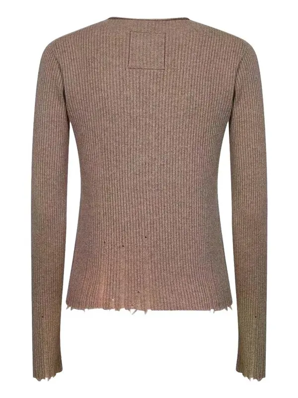 UMA WANG Ribbed Knit Long Sleeve Sweater - Brown