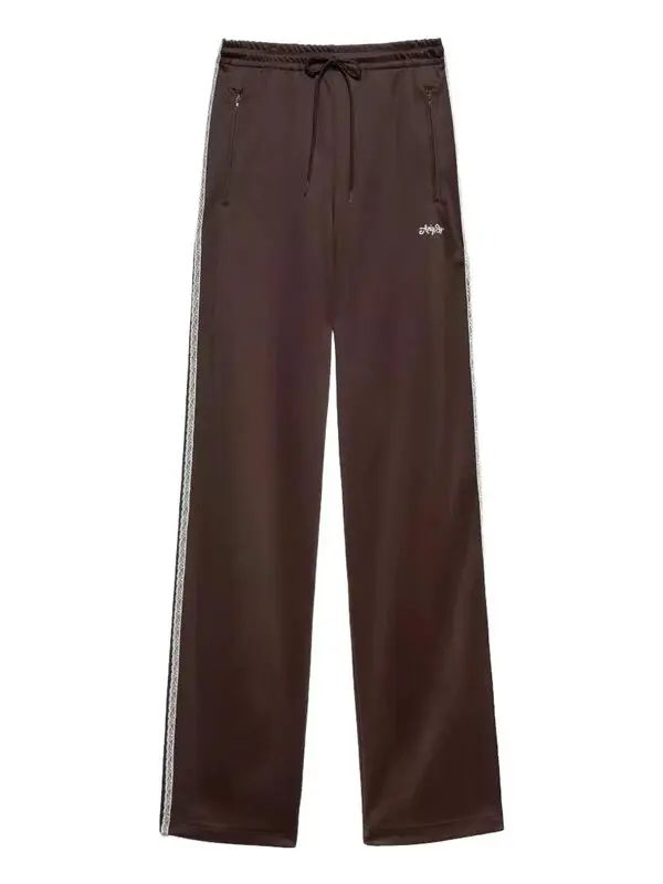ANIYE BY Logo Embroidered Side Stripe Wide Leg Track Pants - Brown