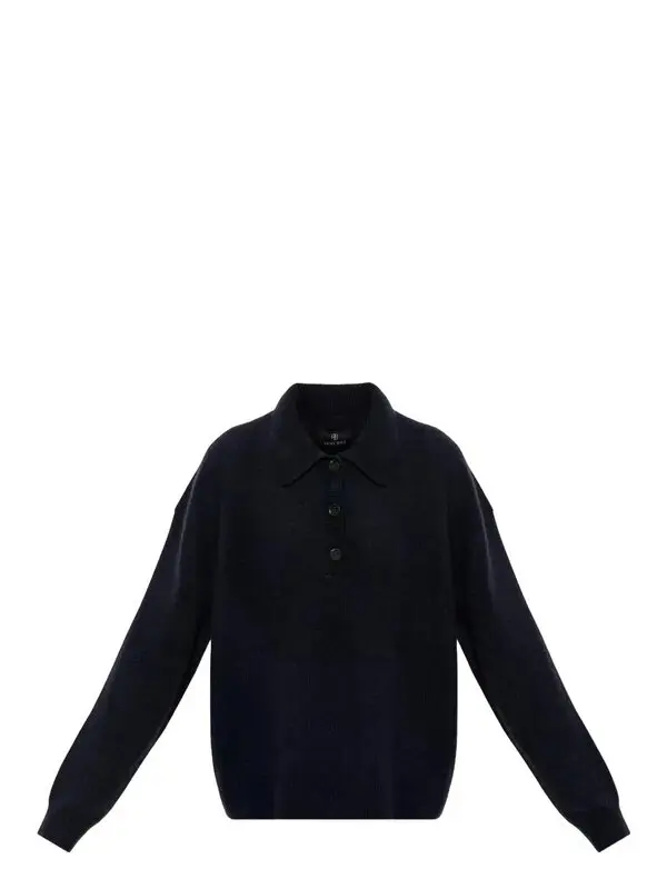 ANINE BING Lee Polo-collar Sweater - Blue