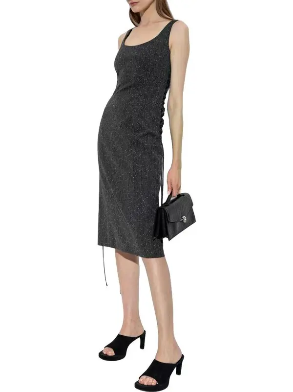 Alexander McQueen Lace-up Scoop-neck Midi Dress - Grey