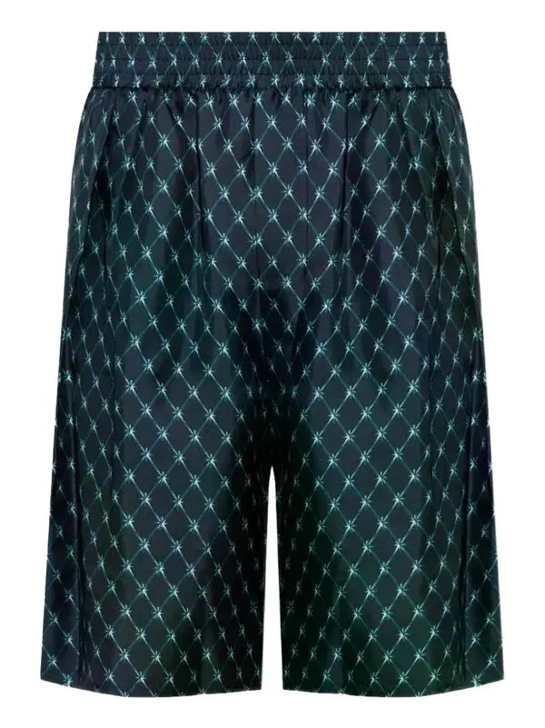 Balmain Silk Printed Relaxed Fit Shorts - Blue