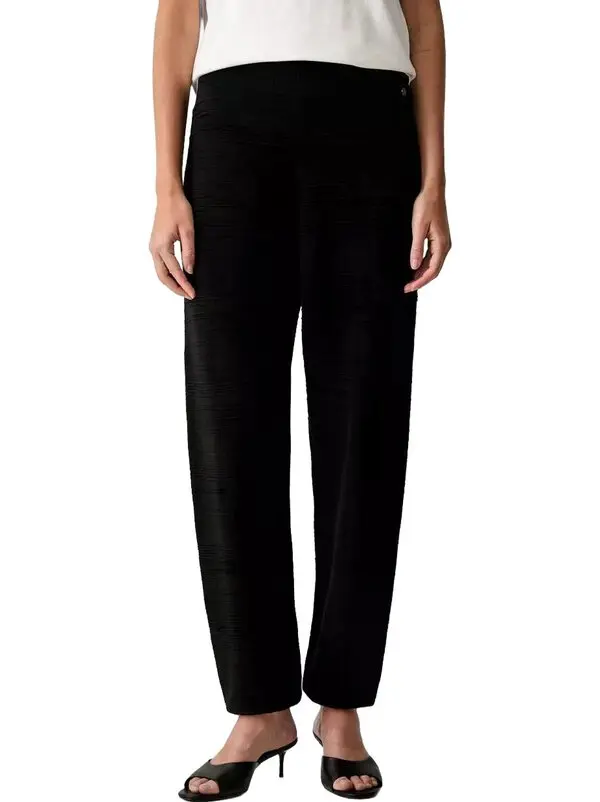 Joseph Ribkoff Ribbed Knit Logo Plaque Track Pants - Black