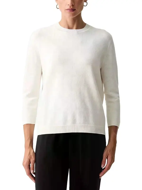 JOOP! Jacquard-knit Three-quarter Sleeve T-shirt - White
