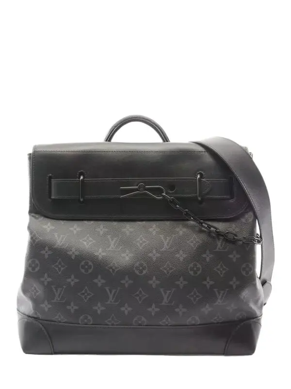 LOUIS VUITTON Monogram Eclipse Steamer Pm Tote Bag - Black