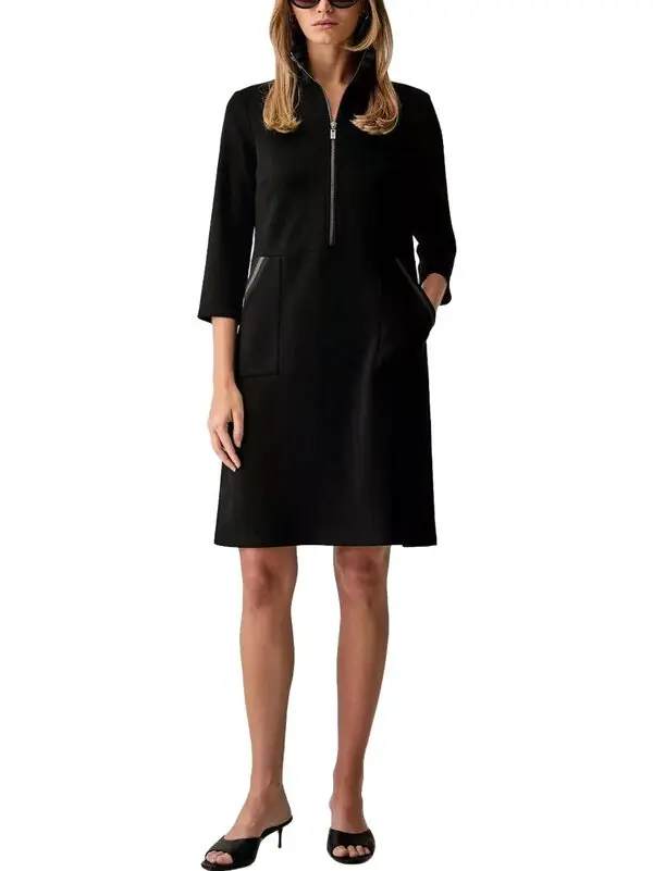 Joseph Ribkoff High-neck Mini Dress With Striped Trim - Black