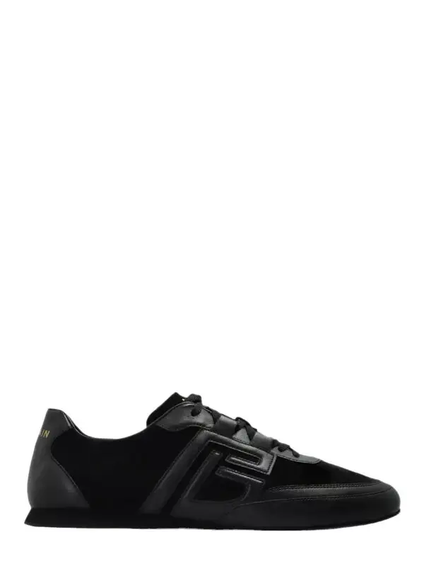 Balmain Logo-patch Leather Sneakers - Black