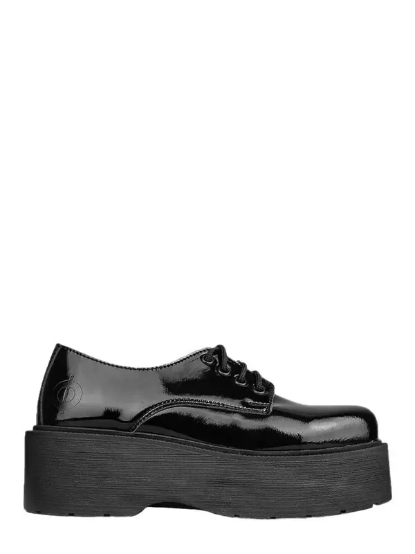 ALTERCORE Patent Finish Platform Lace-up Shoes - Black