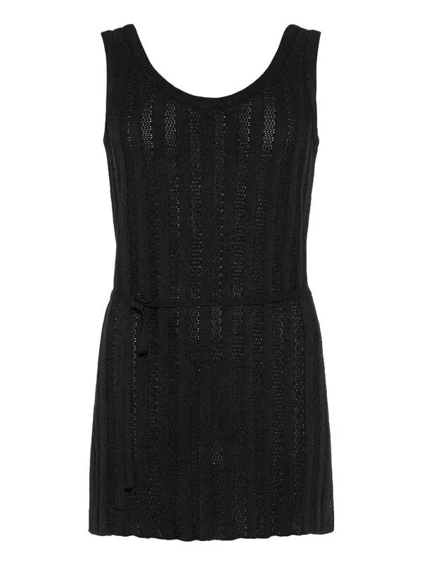 ERES Pointelle Knit Tank Top - Black