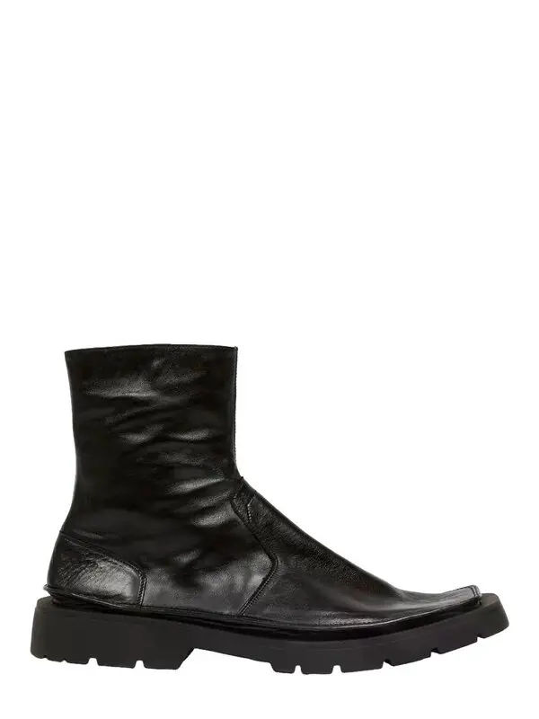MAISON MARGIELA Square Toe Zip Up Ankle Boots - Black