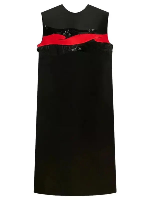Marni Sleeveless Satin Dress With Crimson Flow Patches - Black