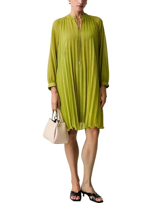 JOOP! Pleated Tie-fastening Long-sleeved Mini Dress - Green