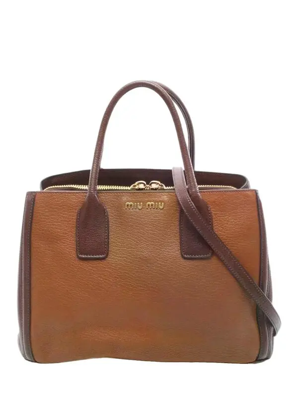 Miu Miu Madras Bicolore Tote Bag - Brown