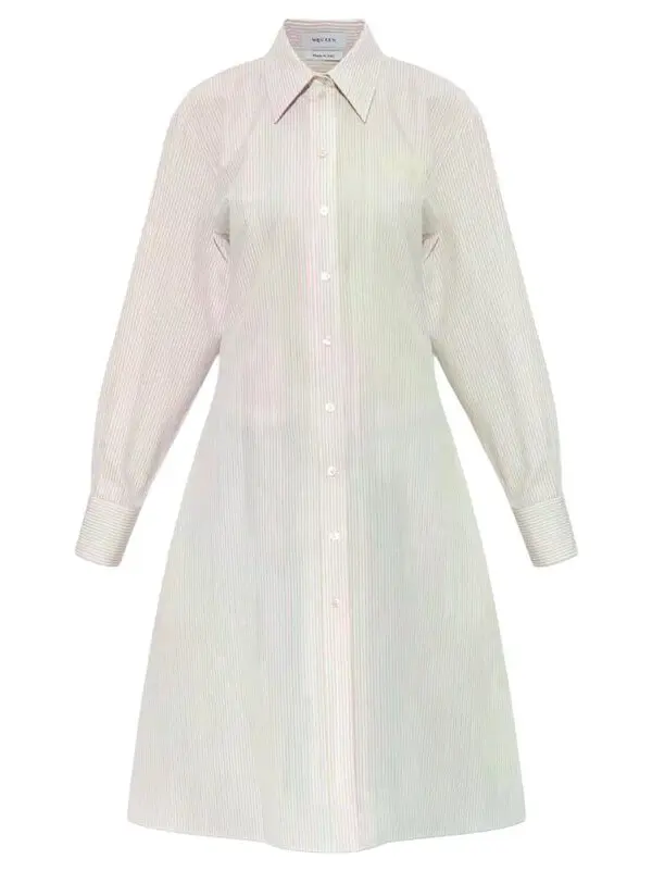 Alexander McQueen Striped Lace-up Shirt Midi Dress - Neutrals