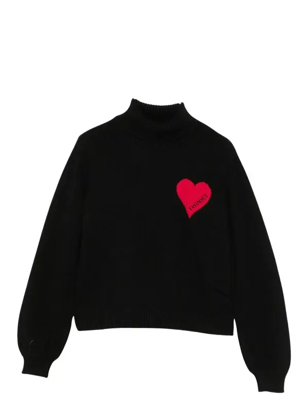 TWINSET Heart-motif High-neck Sweater - Black