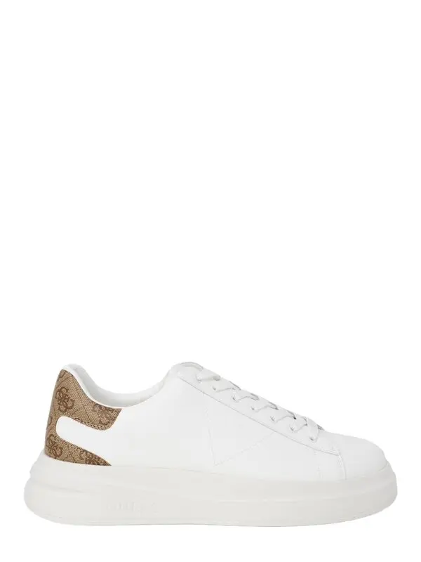 Guess Elba 4g Logo Print Faux Leather Sneakers - White