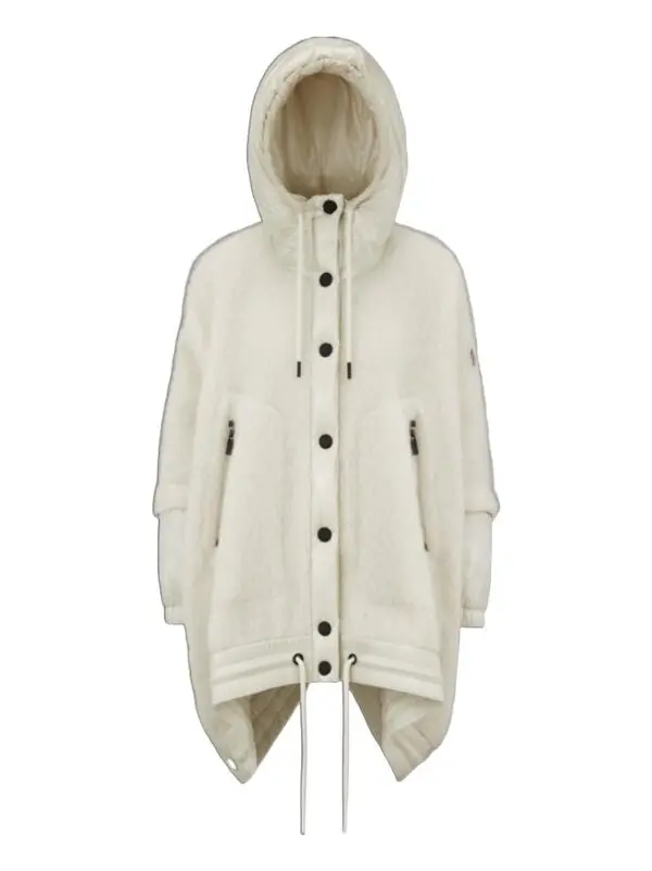 Moncler Mohair, Wool, And Alpaca Cape With Down Filling - White