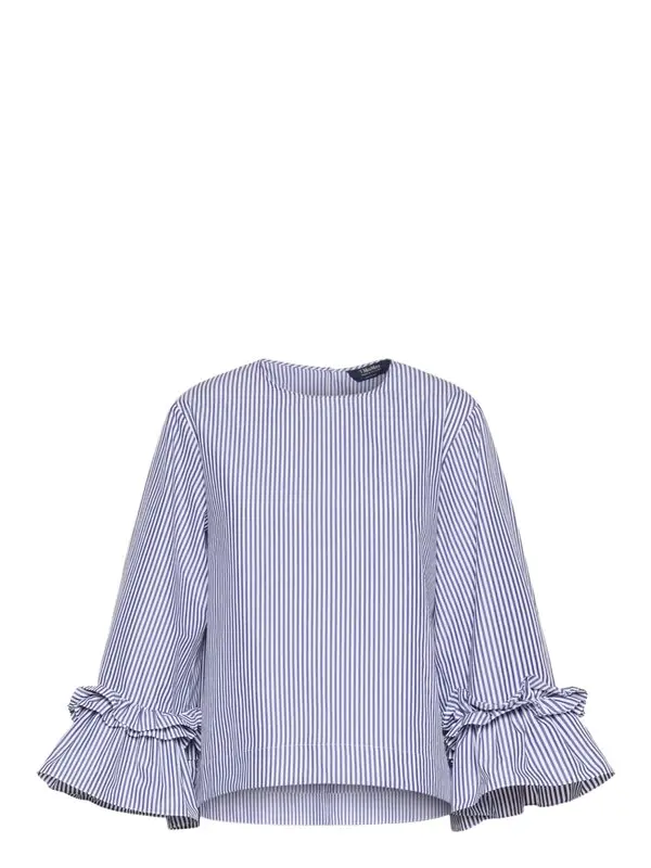 Max Mara Poplin Ruffled Blouse - Light Blue