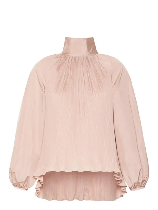 Max Mara Pleated High Neck Blouse - Pink
