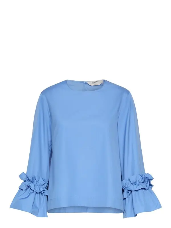 Max Mara Valzer Blouse With Ruffled Cuffs - Light Blue