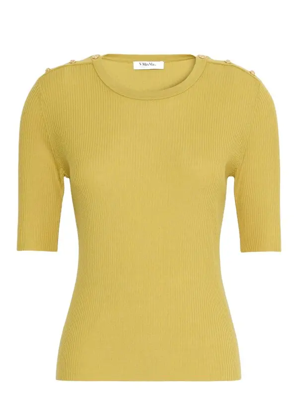Max Mara Ribbed Jumper With Jewel Buttons - Yellow