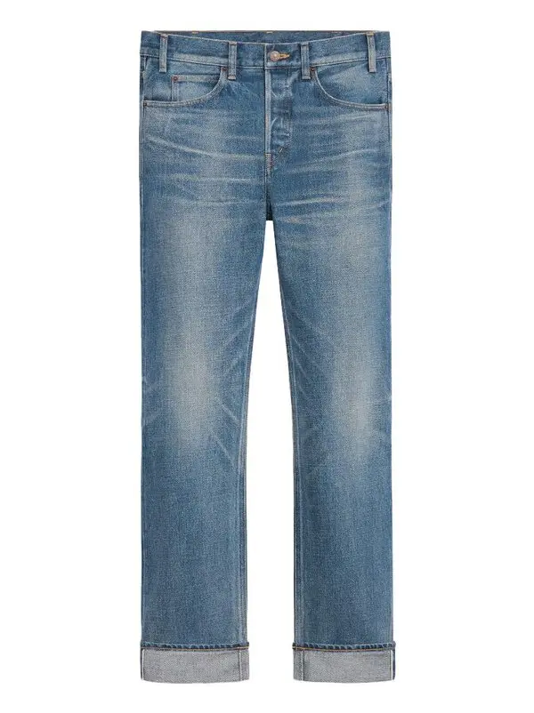 Celine Boyfriend Jeans In Union Wash Denim - Blue