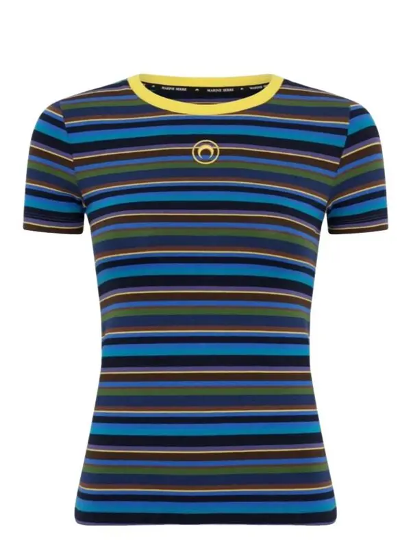 MARINE SERRE Striped Jersey T-shirt - Blue