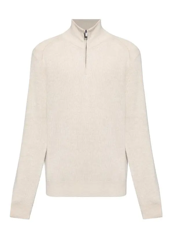 Brioni Half-zip Mockneck Jumper - White