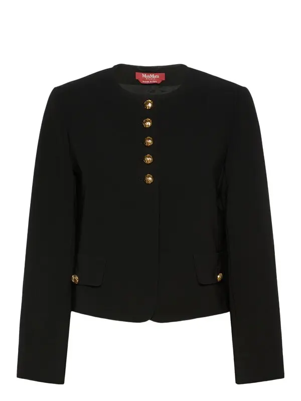 Max Mara Collarless Button-up Jacket - Black