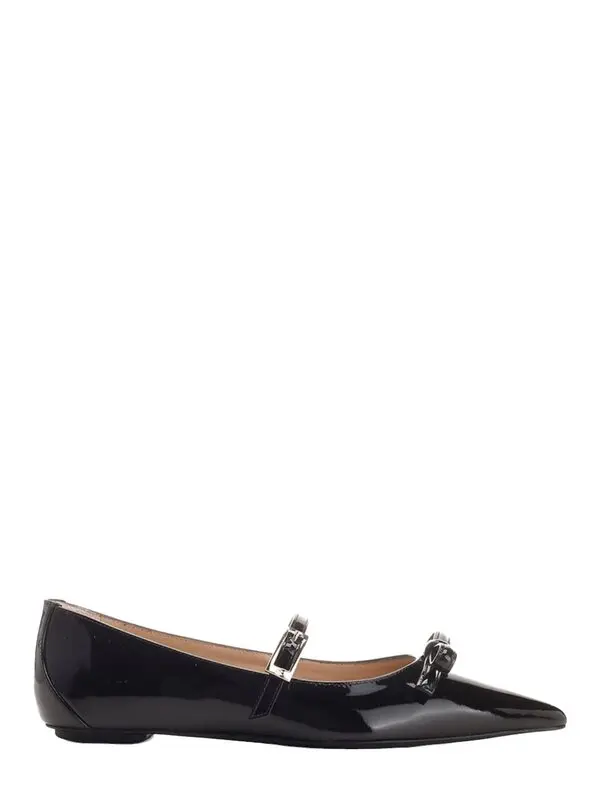 STUART WEITZMAN Pointed Ballet Flats With Bow Detailing And Straps - Black