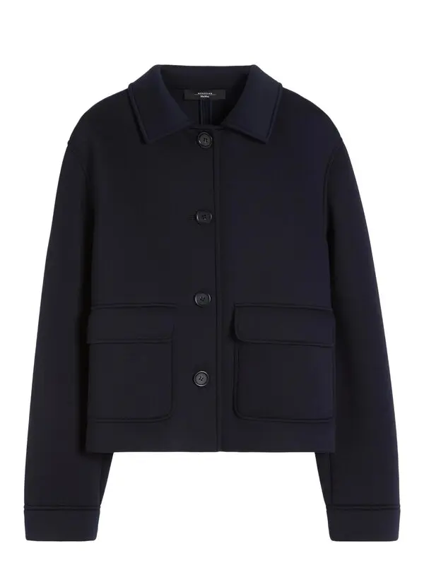 Max Mara Flap-pocket Buttoned Jacket - Navy Blue
