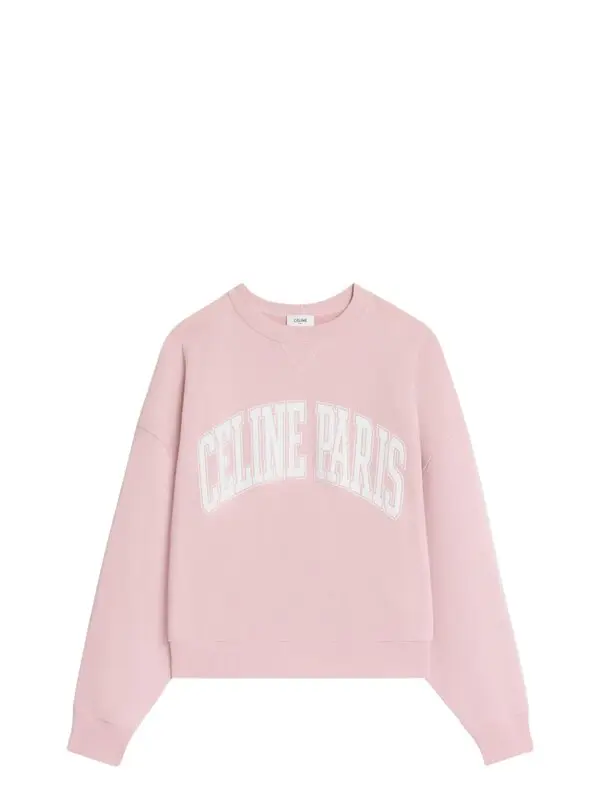 Celine Oversized Cotton Fleece Sweatshirt - Pale Rose