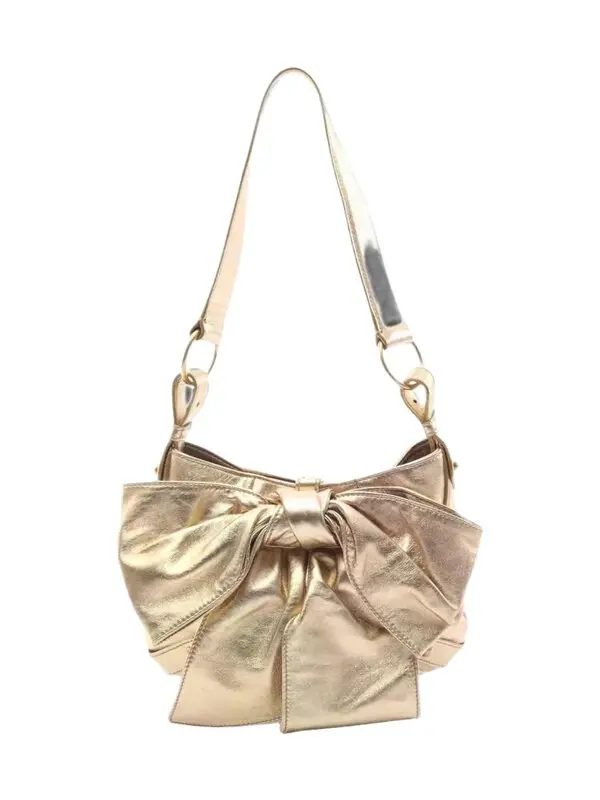Saint Laurent Metallic Leather Bow Shoulder Bag - Gold