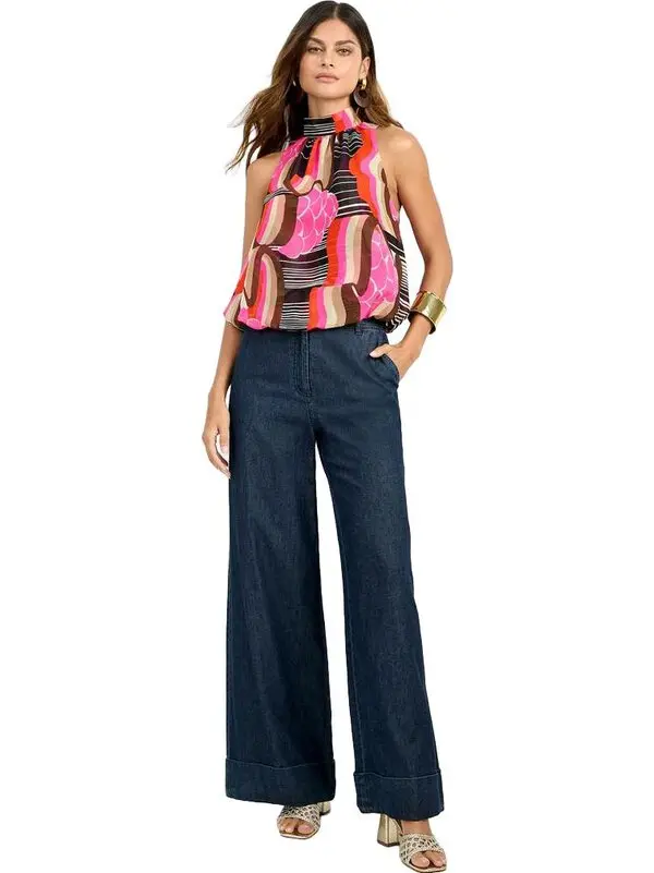 Trina Turk Cortona Sleeveless Halter Neck Cropped Top - Giostra