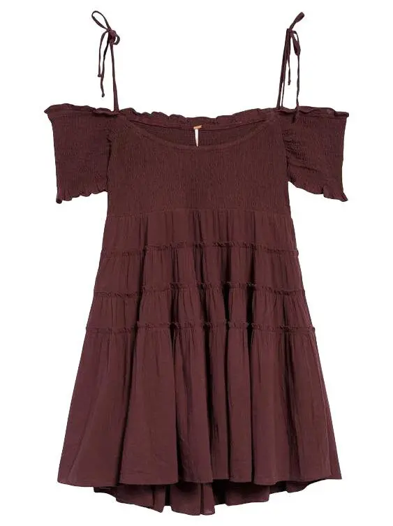 Free People Happy With You Cold Shoulder Minidress - Thunderclap