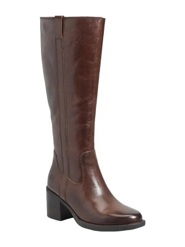 BØRN Harding Knee High Zip Up Boot - Brown Leather