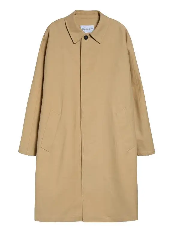 Givenchy Cotton Double Face Car Coat With Leather Trim - Beige