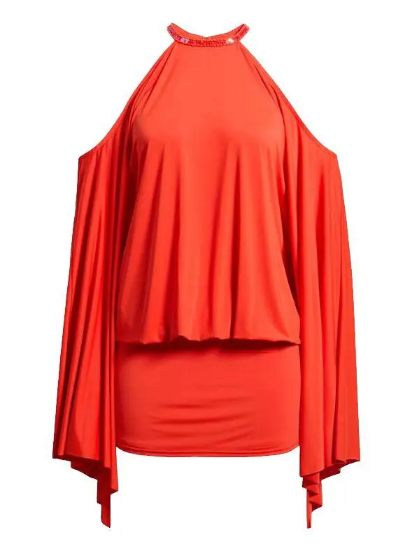 JADED LONDON Beaded Halter Batwing Mini Dress - Orange