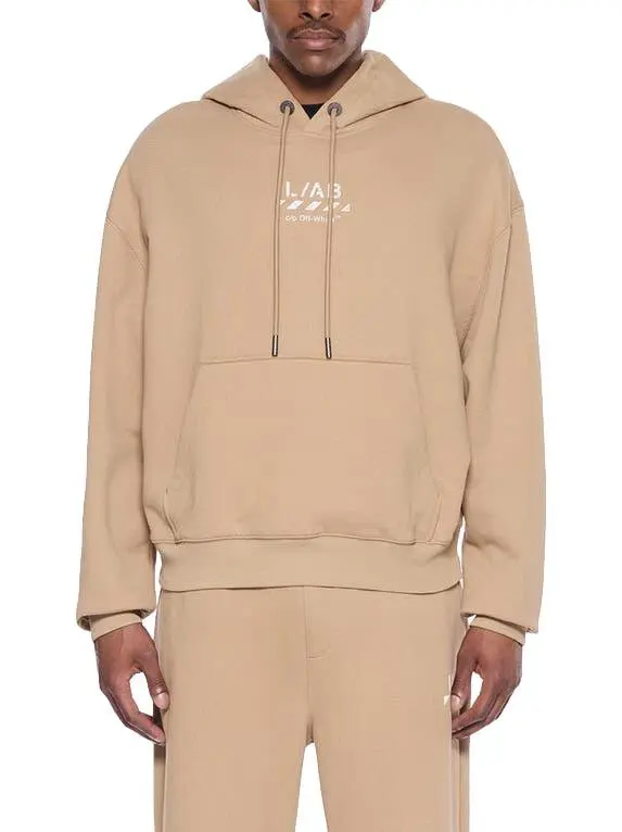 L/AB C/O OFF-WHITE Off- Diagonal Stripe Logo Cotton French Terry Graphic Hoodie - Cornstalk
