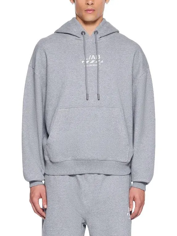 L/AB C/O OFF-WHITE Off- Diagonal Stripe Logo Cotton French Terry Graphic Hoodie - Heather Grey