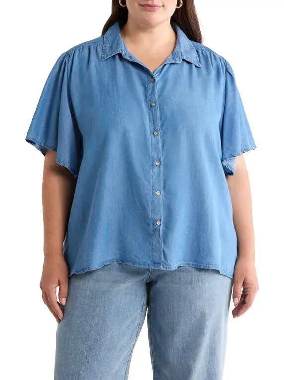 BEACHLUNCHLOUNGE Greyson Short Sleeve Shirt - Medium Wash