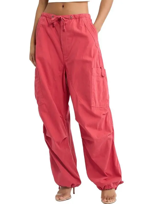JADED LONDON Cotton Parachute Pants - Red