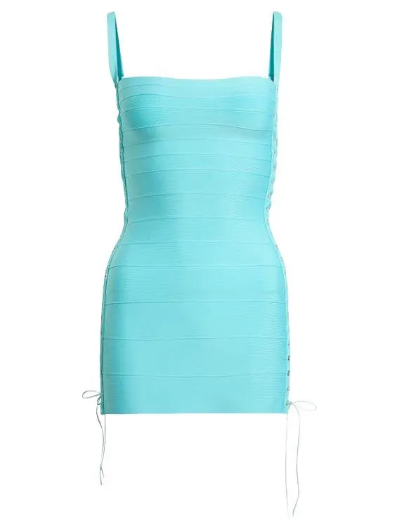 JADED LONDON Square Neck Ribbed Mini Dress - Turquoise