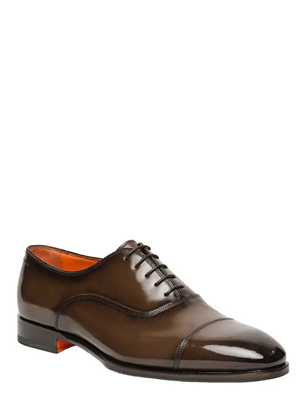 Santoni Archie Cap Toe Oxford - Dark Brown