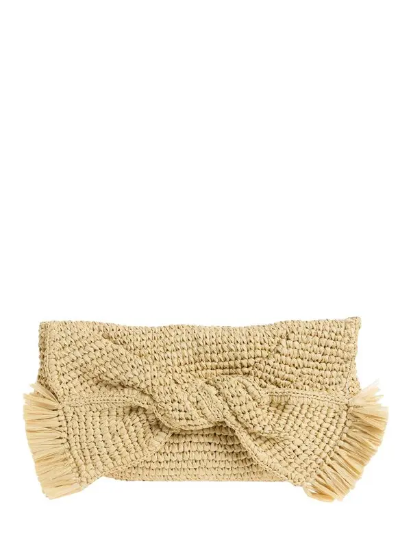 ANYA HINDMARCH Oversize Bow Raffia Clutch - Natural